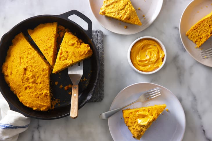 Tomato Skillet Cornbread with Hot Honey Tomato Butter Recipe | Kitchn