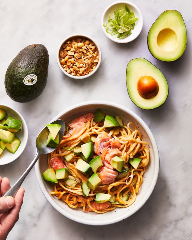 Salmon and California Avocado Peanut Noodles | The Kitchn