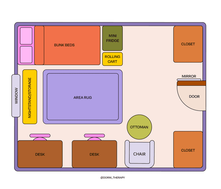 4 Dorm Room Layout Ideas for Roommates in Doubles | Dorm Therapy