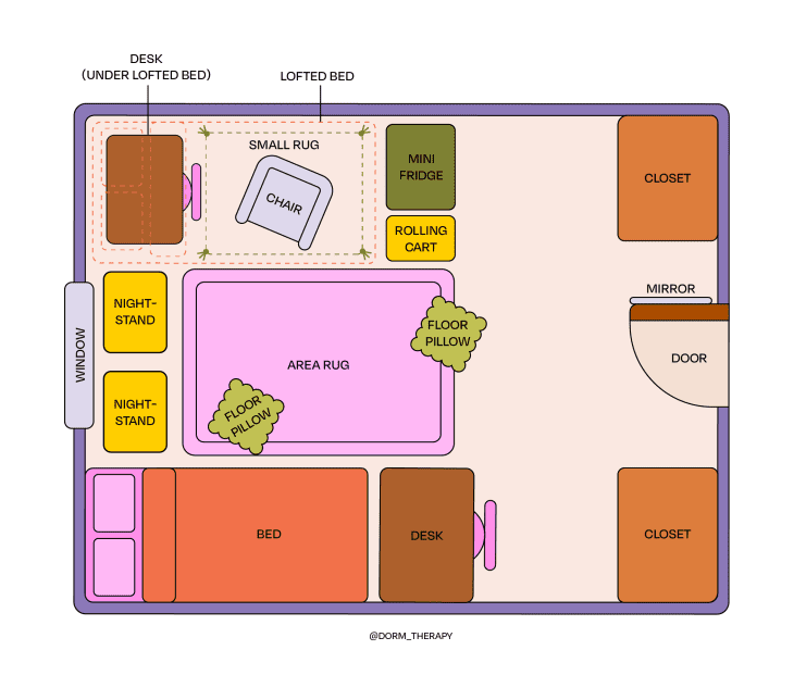 4 Dorm Room Layout Ideas for Roommates in Doubles | Dorm Therapy