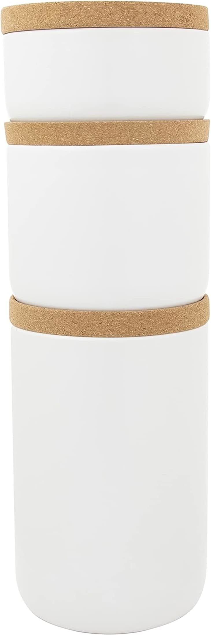 Kamenstein Ceramic and Cork Set of 3 Stackable Canisters: Amazon ...