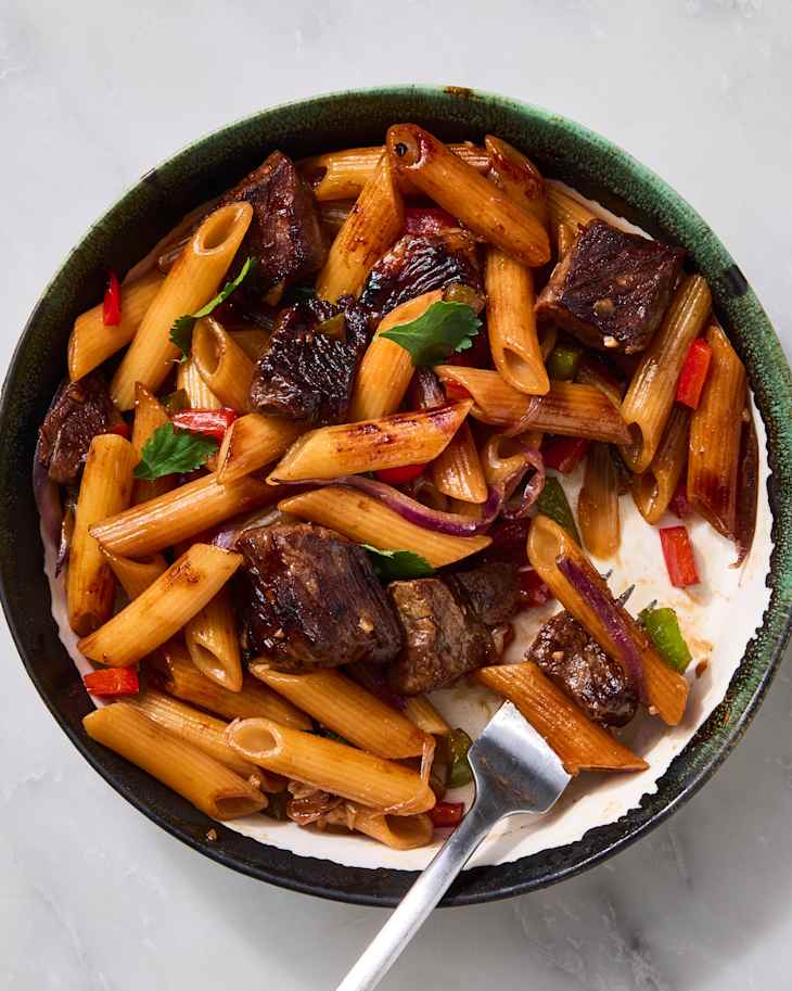 Shaking Beef with Pasta Recipe | The Kitchn
