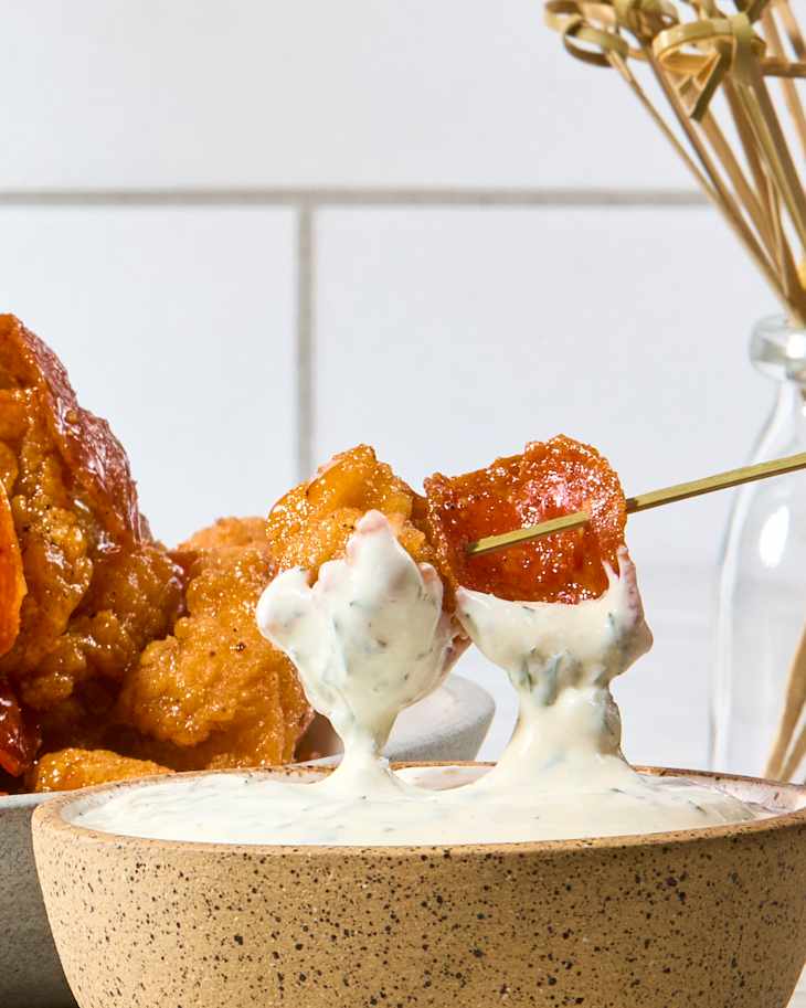 Honey Butter Popcorn Chicken Tower with Crispy Pepperoni Recipe | The ...