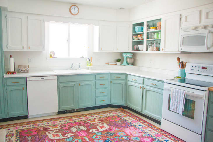Before & After: Blue Cabinets Brighten an ‘80s Kitchen (for $200) | The ...