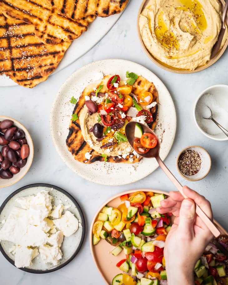 Easy Grilled Flatbread with Israeli Salad | The Kitchn