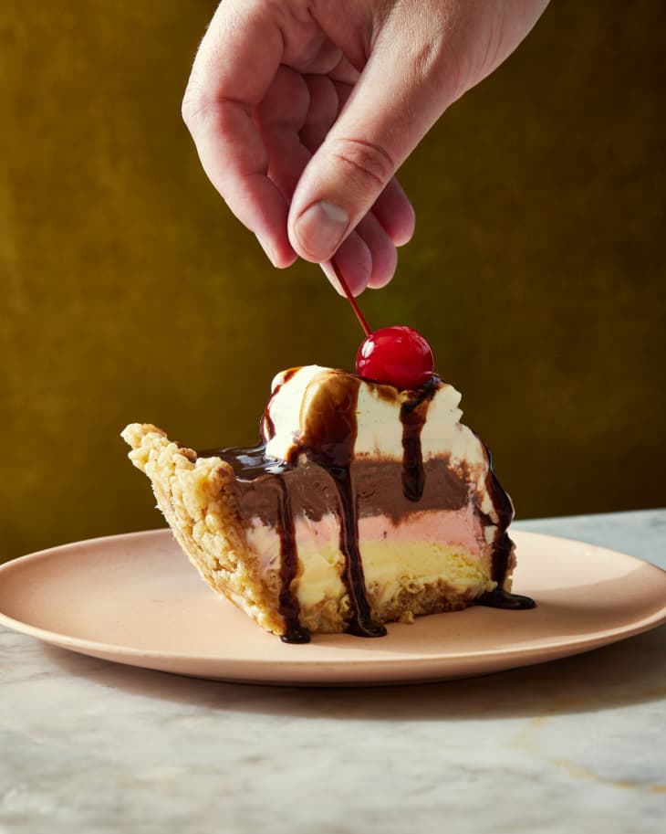 Neapolitan Ice Cream Pie with Rice Krispies Crust Recipe | The Kitchn