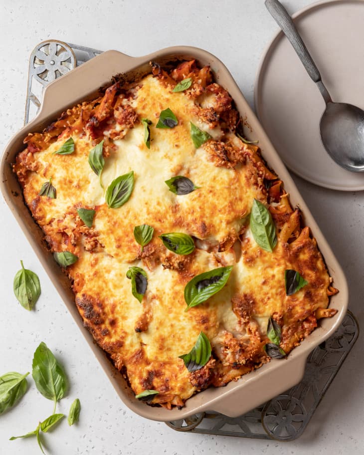 Mostaccioli Recipe (Cheesy Baked Pasta with Sausage) | Kitchn