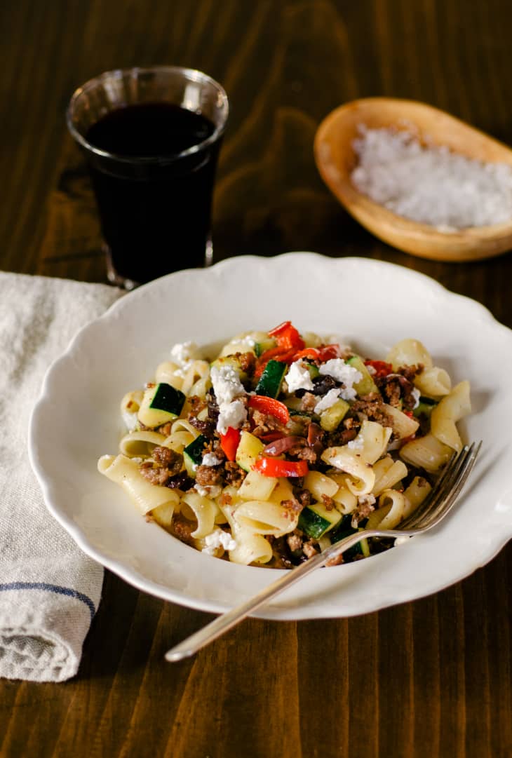Quick Dinner Recipe: Greek Pasta with Lamb, Zucchini, and Feta | Kitchn