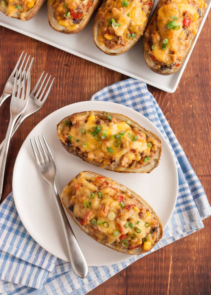 Recipe: Cheesy Southwestern Twice-Baked Potatoes with Beans & Corn | The Kitchn