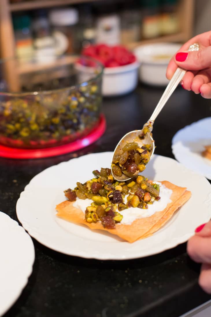Recipe: Honeyed Phyllo Stacks with Pistachios, Spiced Fruit & Yogurt ...