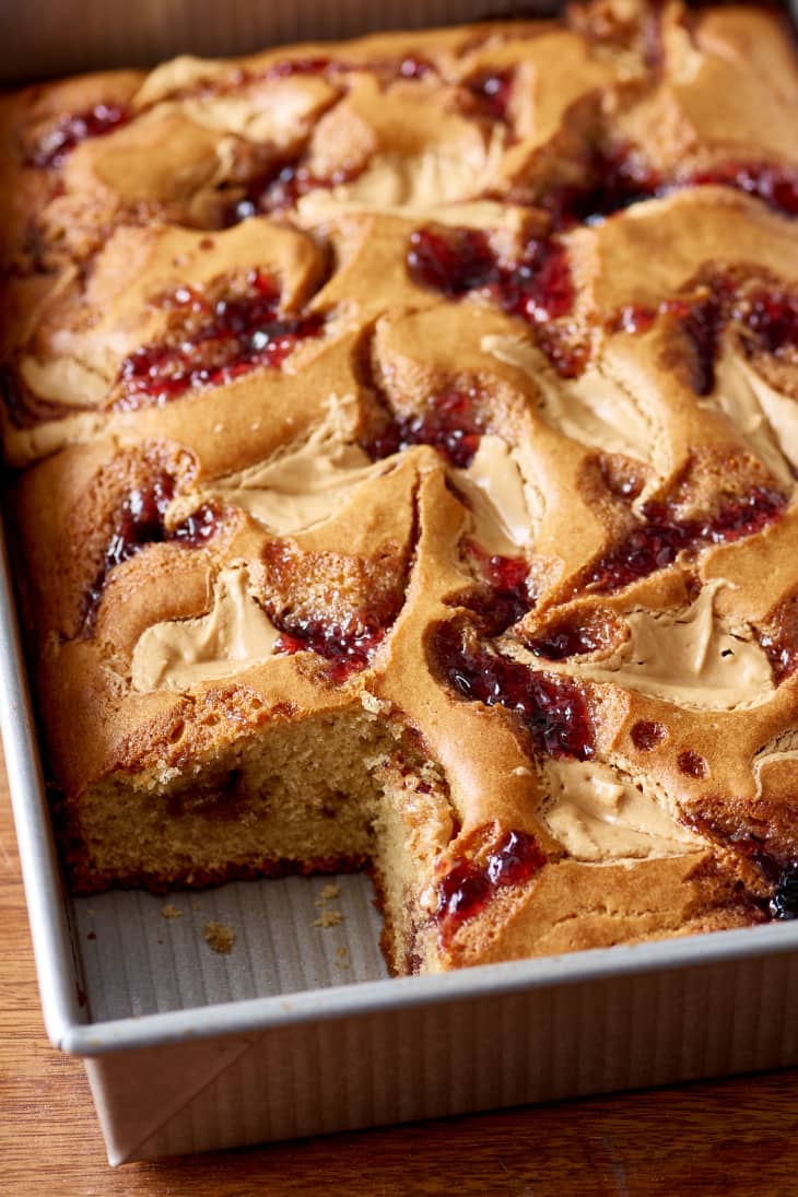 Recipe: Classic PB&J Snack Cake | Kitchn