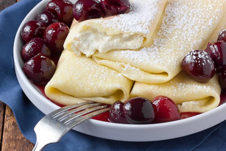 Breakfast Recipe: Baked Ricotta Blintzes with Fresh Cherry Sauce | The ...