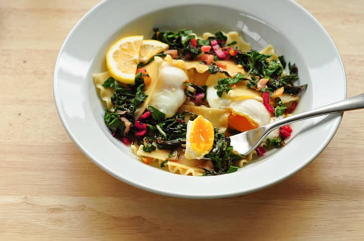 Date Night Dinner: Open-Faced Ravioli with Egg and Wilted Greens | The ...