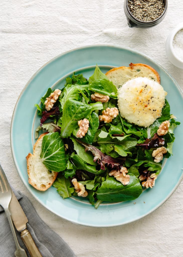 Recipe: Alice Waters’ Baked Goat Cheese with Spring Lettuce Salad | Kitchn