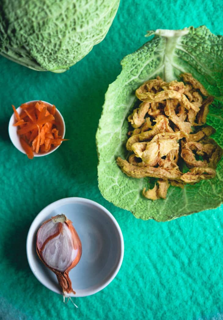 Vegetarian Recipe: Sesame-Ginger Soy Curls with Napa Cabbage Salad ...