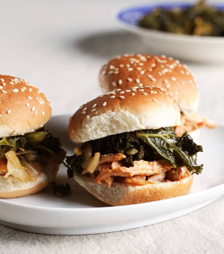 Recipe: Korean Chicken Sliders with Braised Kale & Kimchi | Kitchn