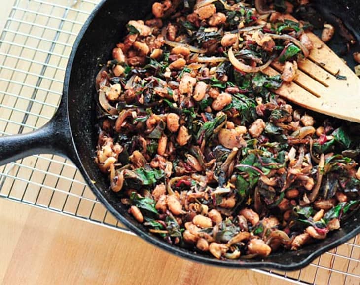 Recipe: Crispy Pan-Fried Beans with Wilted Greens | The Kitchn