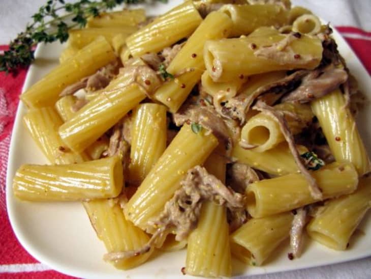 Recipe: Rigatoni with Shredded Pork in Mustard Cream Sauce | The Kitchn