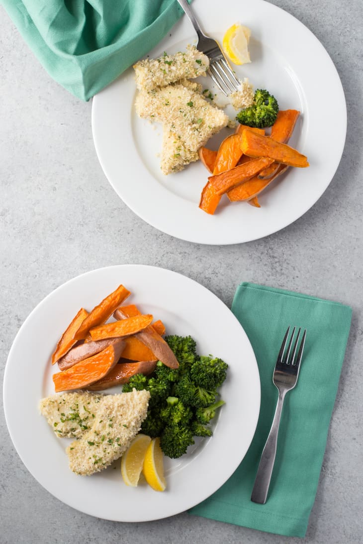 Recipe: Baked Fish Fingers and Sweet Potato Wedges | Kitchn