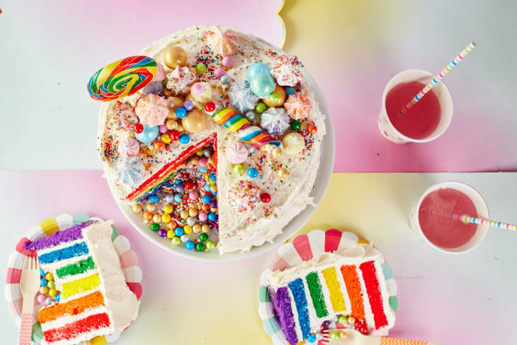 How To Make a Rainbow Layer Cake with a Candy Surprise Inside | Kitchn