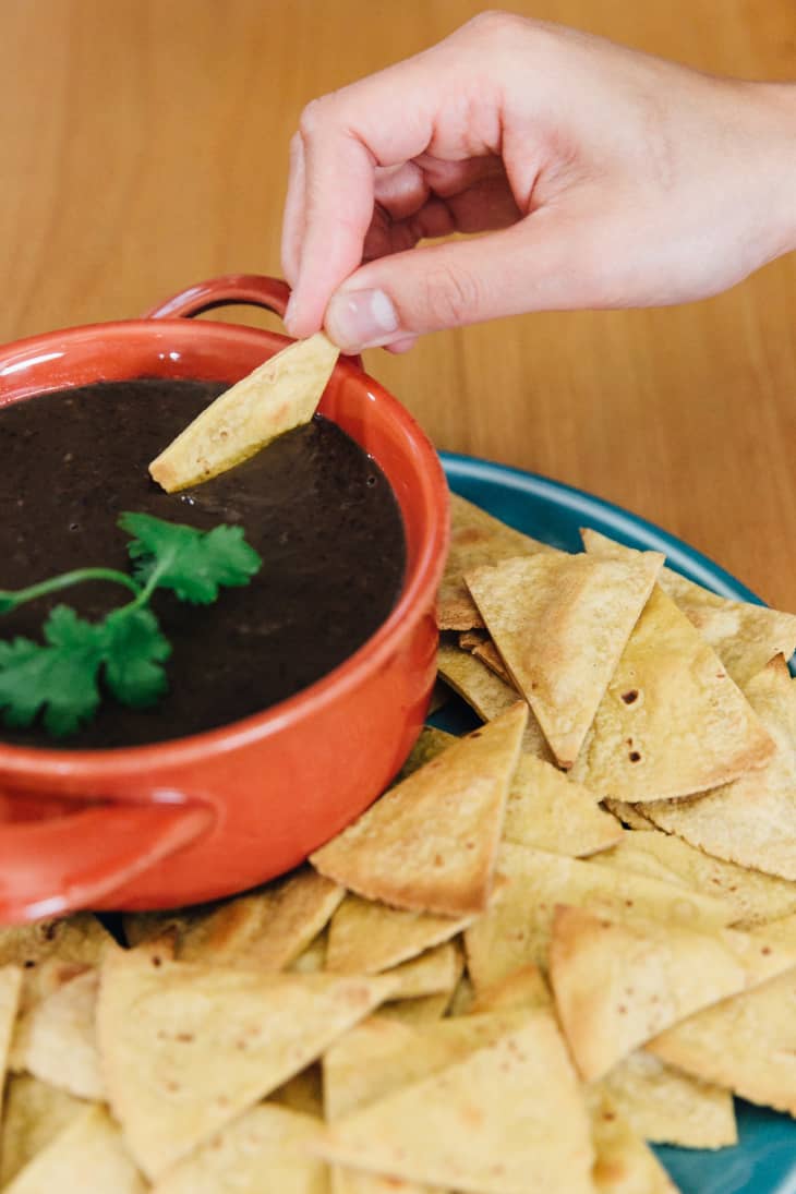 Recipe: Spicy Chipotle Bean Dip with Baked Tortilla Chips | The Kitchn