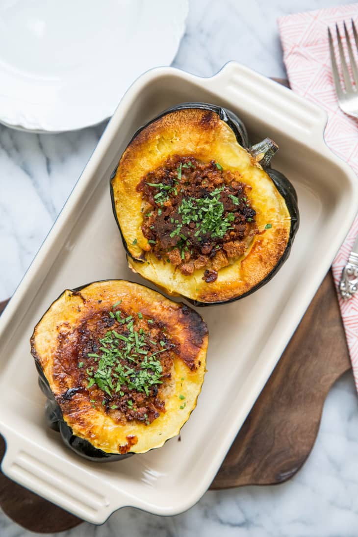 Recipe: Acorn Squash Stuffed with Bread, Cheese, and Bacon | Kitchn