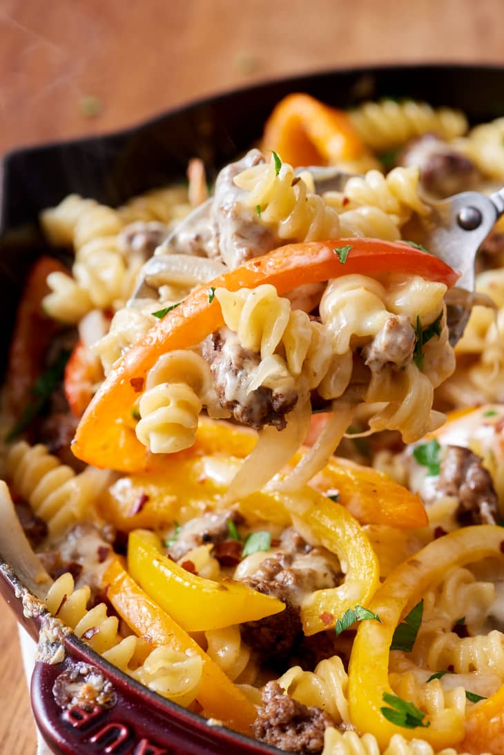 Recipe: Philly Cheesesteak Pasta Skillet | The Kitchn