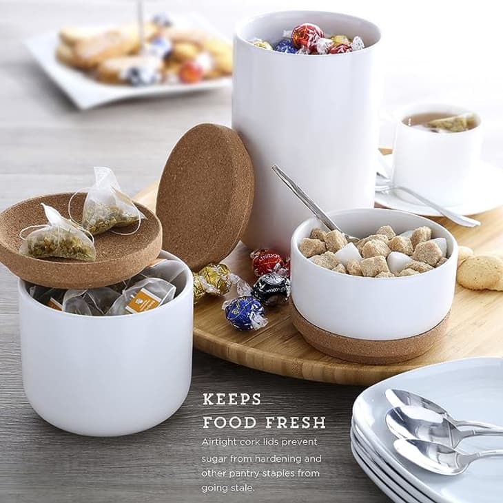 Kamenstein Ceramic and Cork Set of 3 Stackable Canisters: Amazon ...