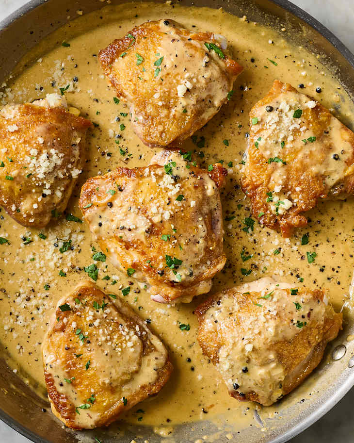 Cacio e Pepe Chicken Thighs Recipe | The Kitchn
