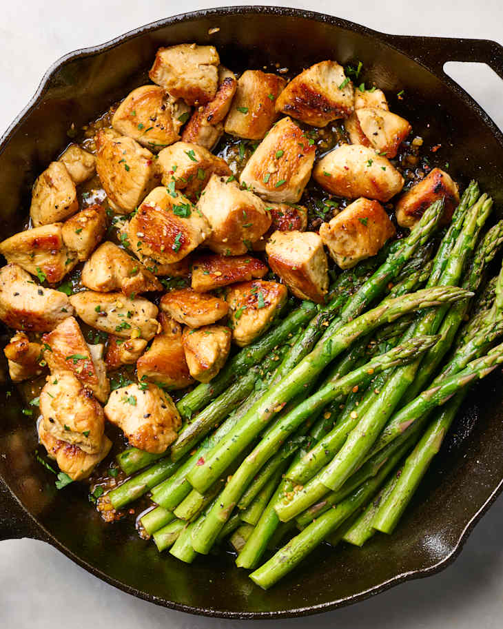 Garlic Butter Chicken and Asparagus Recipe (One-Pan) | The Kitchn