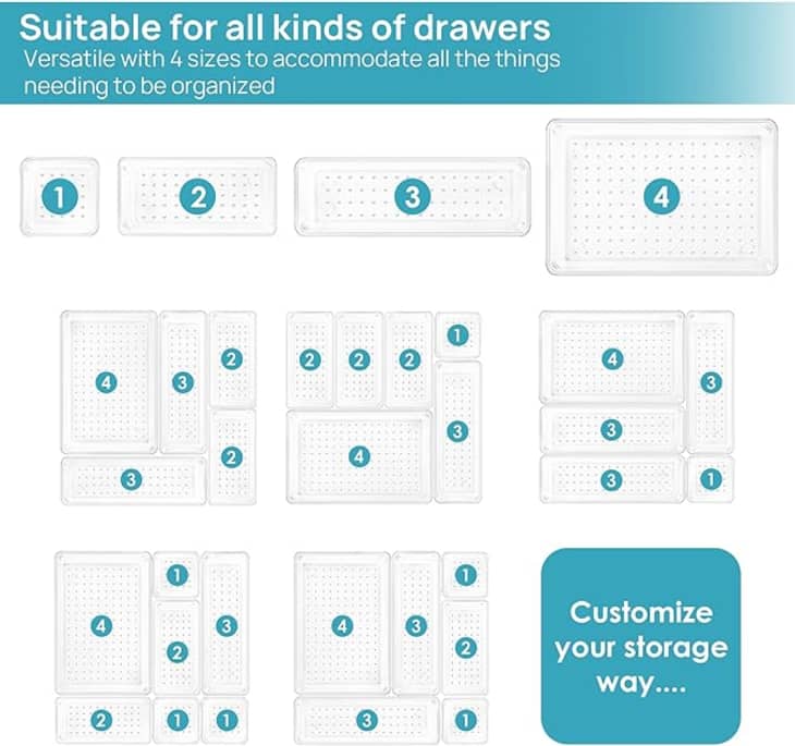 Vtopmart 25-Piece Clear Plastic Drawer Organizer Set: Amazon Reviews ...