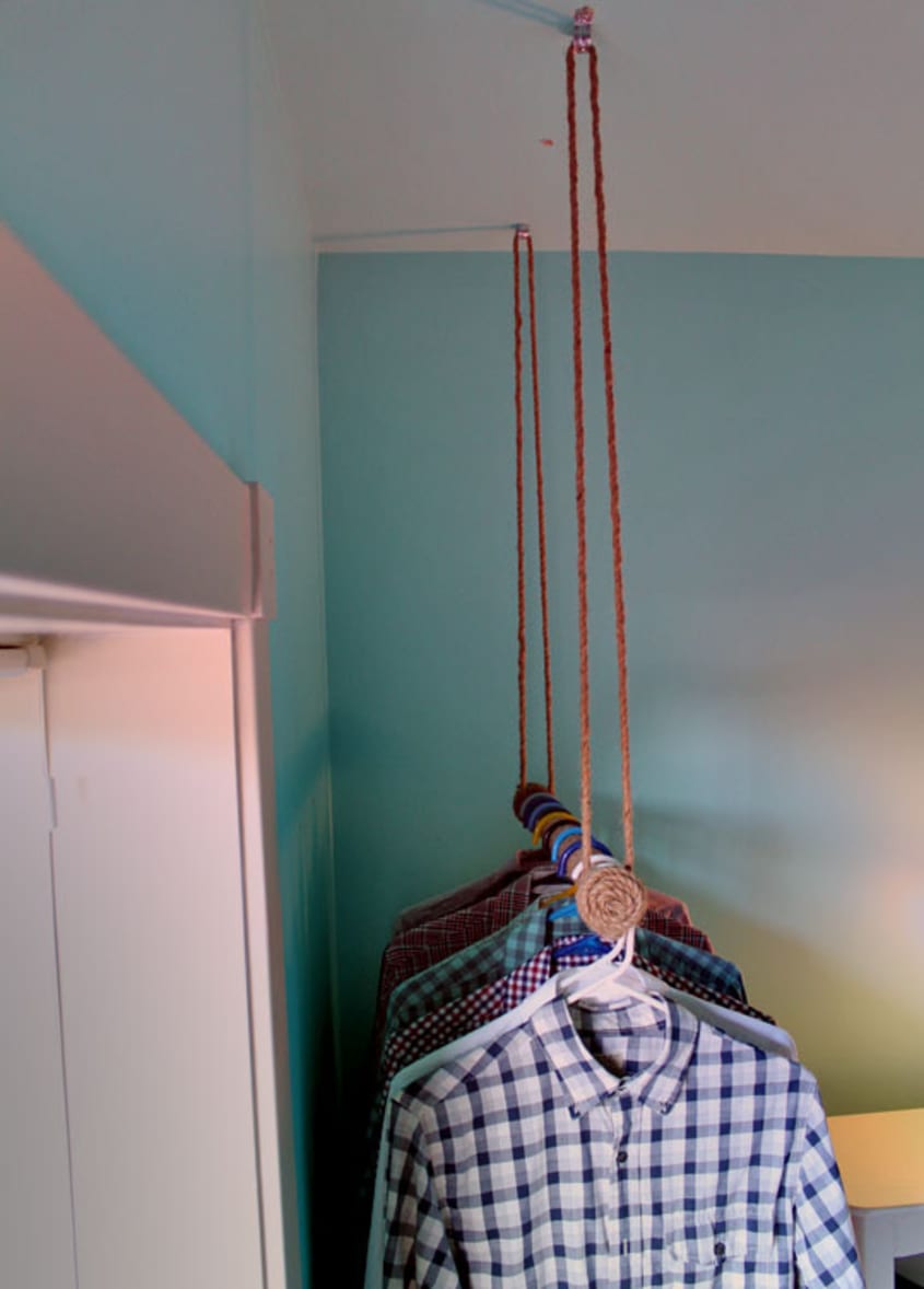 Out of the Closet: How To Make a Rope Wrapped Hanging Clothes Bar ...