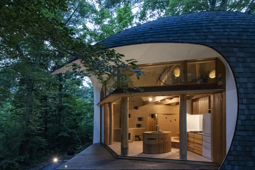 A Tiny House Shaped Like a Shell in Japan Blends Into its Forest ...