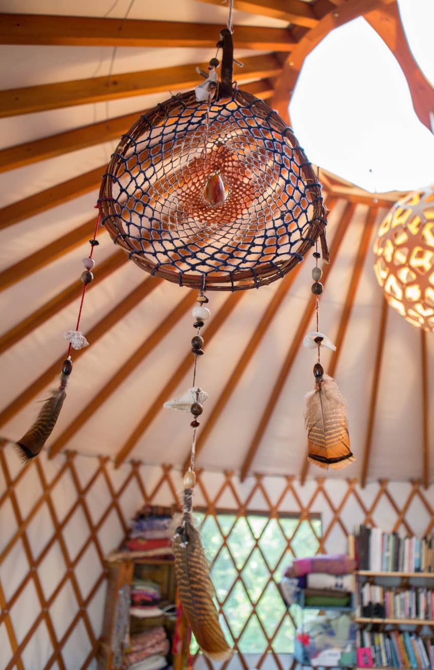 Workspace Tour: A Boho Backyard Dream Office in a Yurt | Apartment Therapy