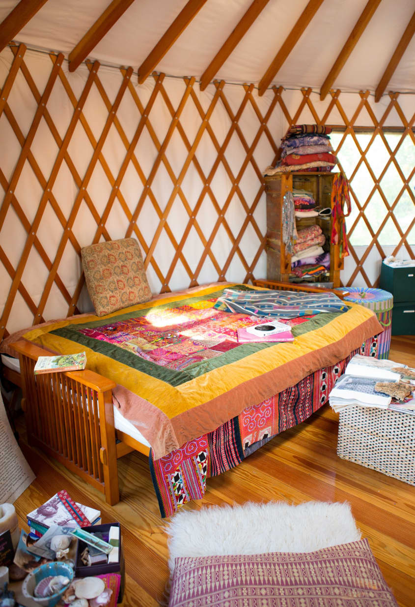 Workspace Tour: A Boho Backyard Dream Office in a Yurt | Apartment Therapy
