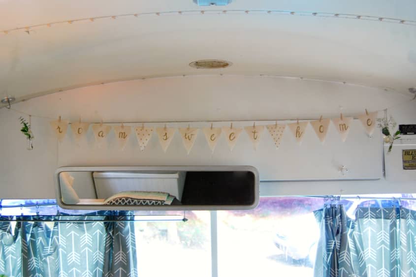 House Tour: A Cute Home in a Small Blue School Bus | Apartment Therapy