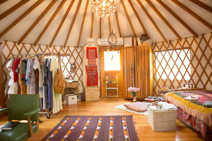 Workspace Tour: A Boho Backyard Dream Office in a Yurt | Apartment Therapy