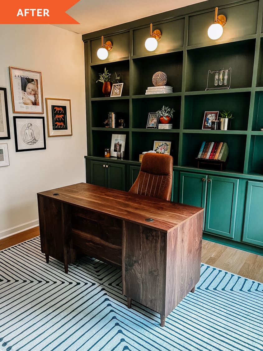 Green Built-In Shelving Trend in Home Offices | Apartment Therapy