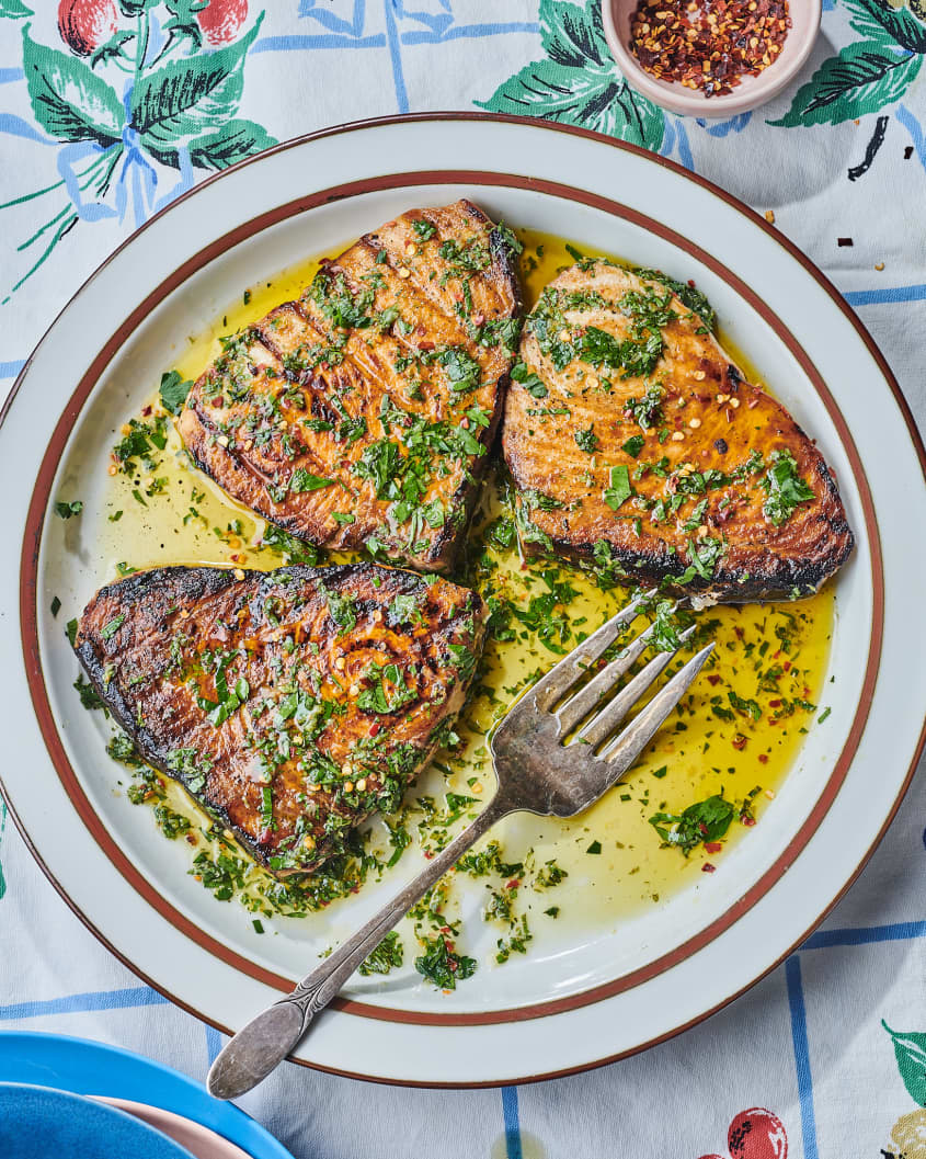 Grilled Swordfish with Lemon-Herb Sauce | The Kitchn