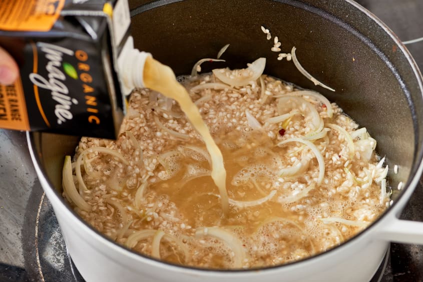 Oven-Baked Risotto Recipe (With Peas, Pesto & Pancetta) | The Kitchn