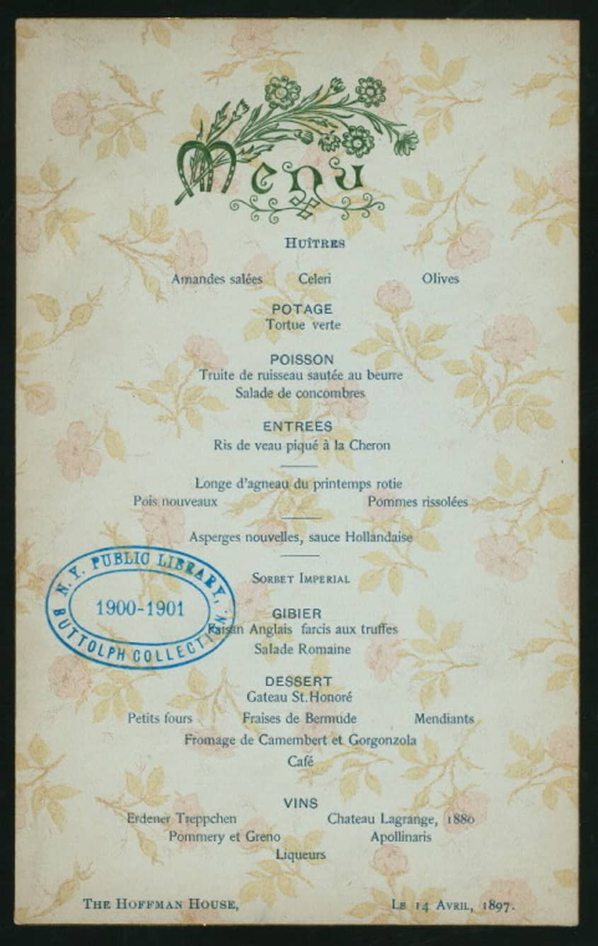 Print and Hang! Menus from the New York Public Library | The Kitchn