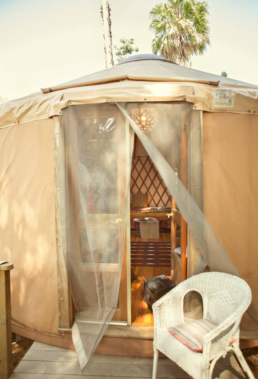 Workspace Tour: A Boho Backyard Dream Office in a Yurt | Apartment Therapy