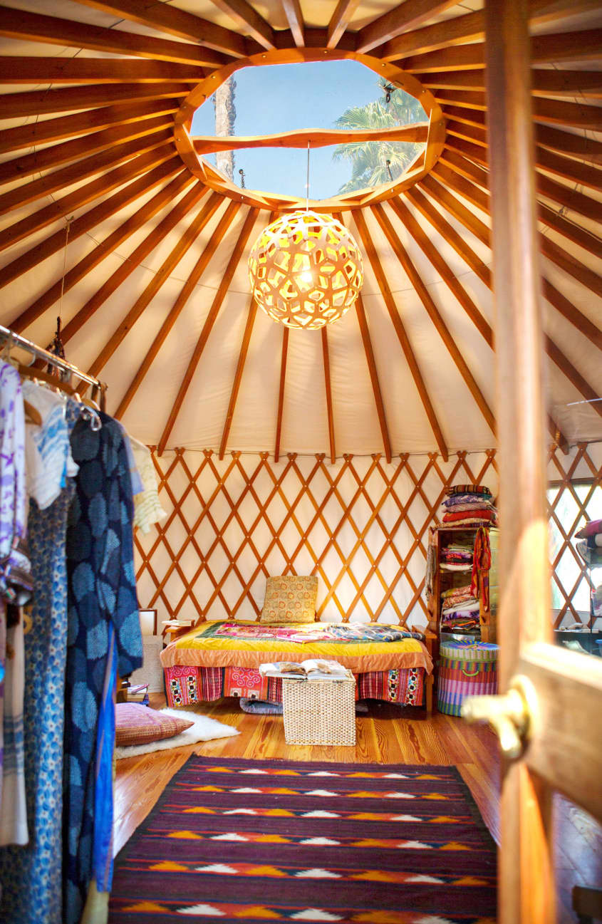 Workspace Tour: A Boho Backyard Dream Office in a Yurt | Apartment Therapy