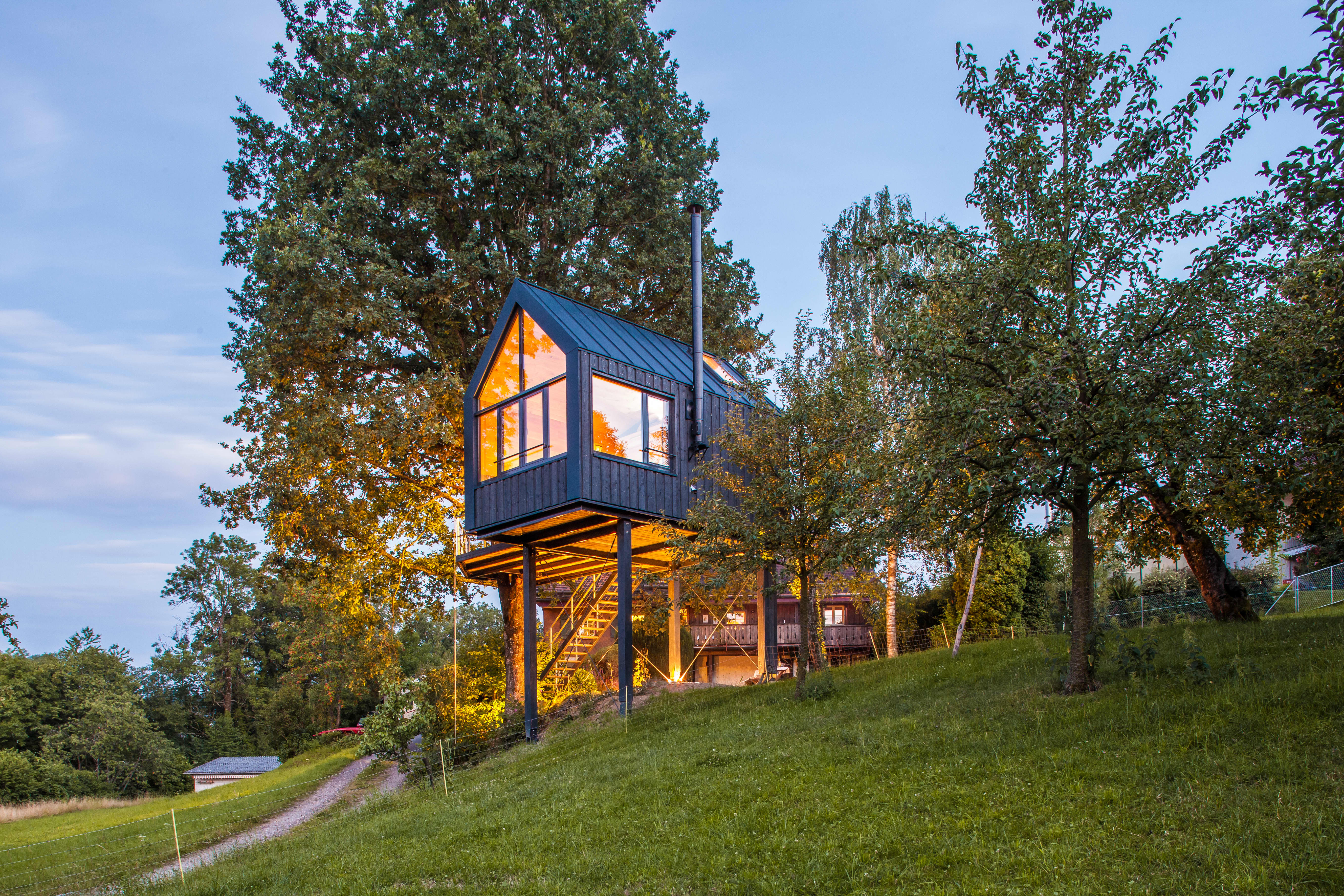 Tiny House Prefab Minimal Treehouse Sweden Apartment Therapy