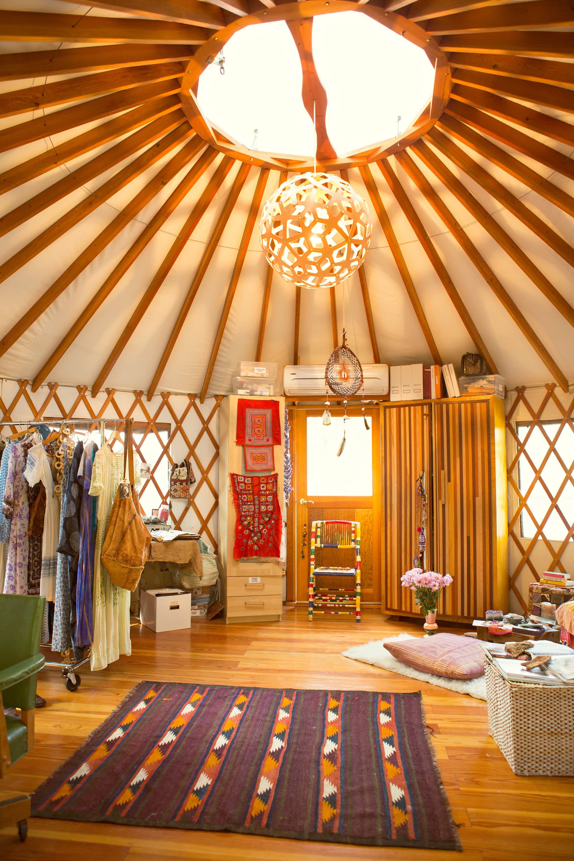 Workspace Tour: A Boho Backyard Dream Office in a Yurt | Apartment Therapy