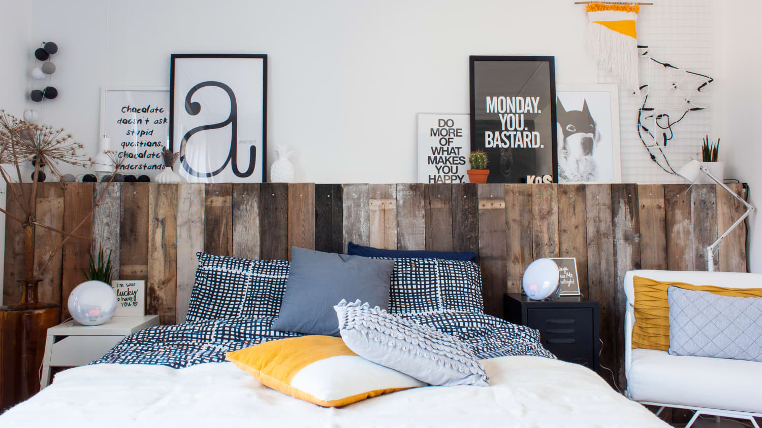 Reclaimed Wood Headboard and Shelf DIY Apartment Therapy