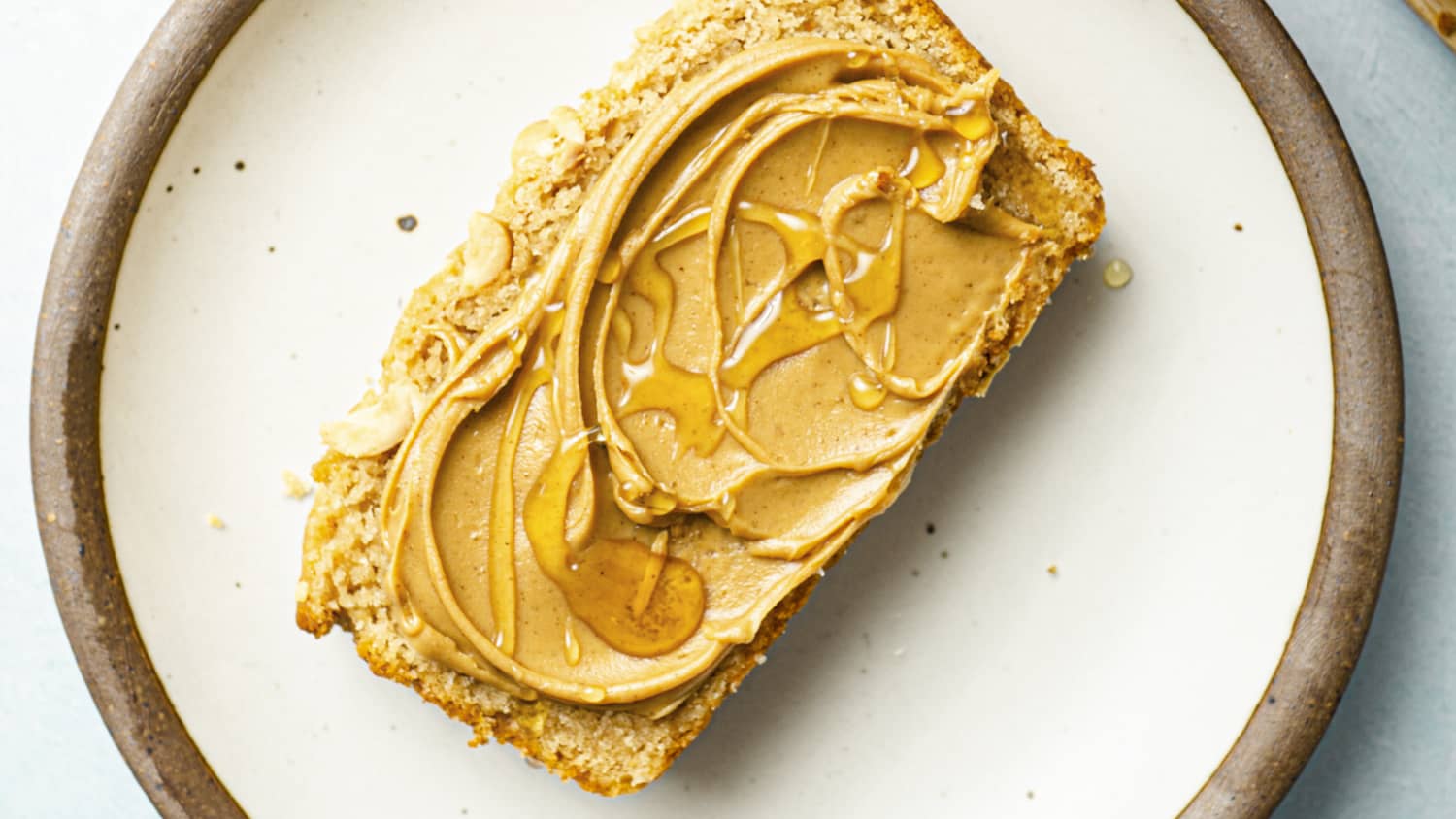 bread slice with peanut butter