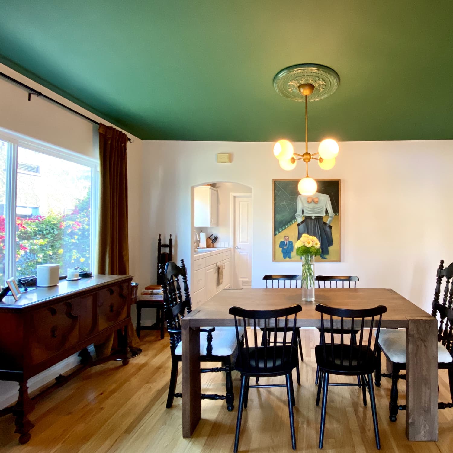dining room green ceiling
