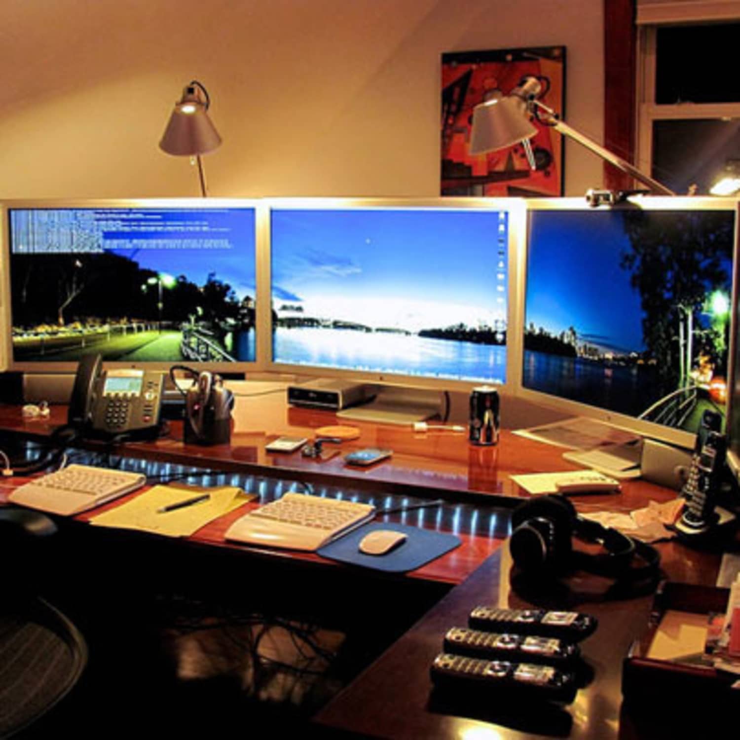 Mitch s Multi Monitor Over the Top Home Office Apartment Therapy