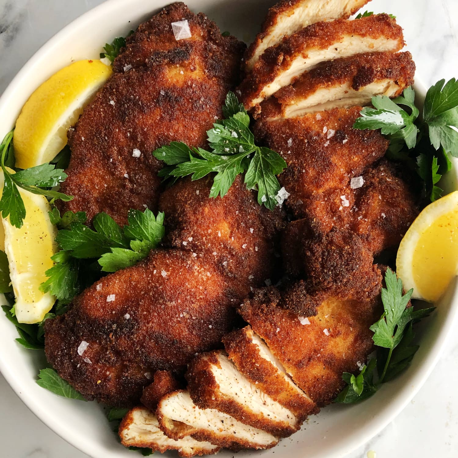 frying chicken cutlets with flour